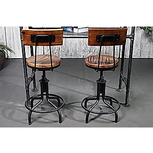 Lisuden Industrial Bar Stools with Backs, Industrial Farmhouse Bar Stools Swivel Stool Counter Kitchen Island with Stools Adjustable 20''-24'' Bar Stools Set of 2