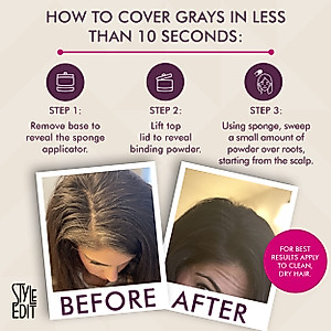 Root Touch Up Powder by Style Edit | Medium Brown Hair Color Coverage for Grays and Roots | Mineral-Infused Binding Hairline Concealer | 0.13 oz. Tub