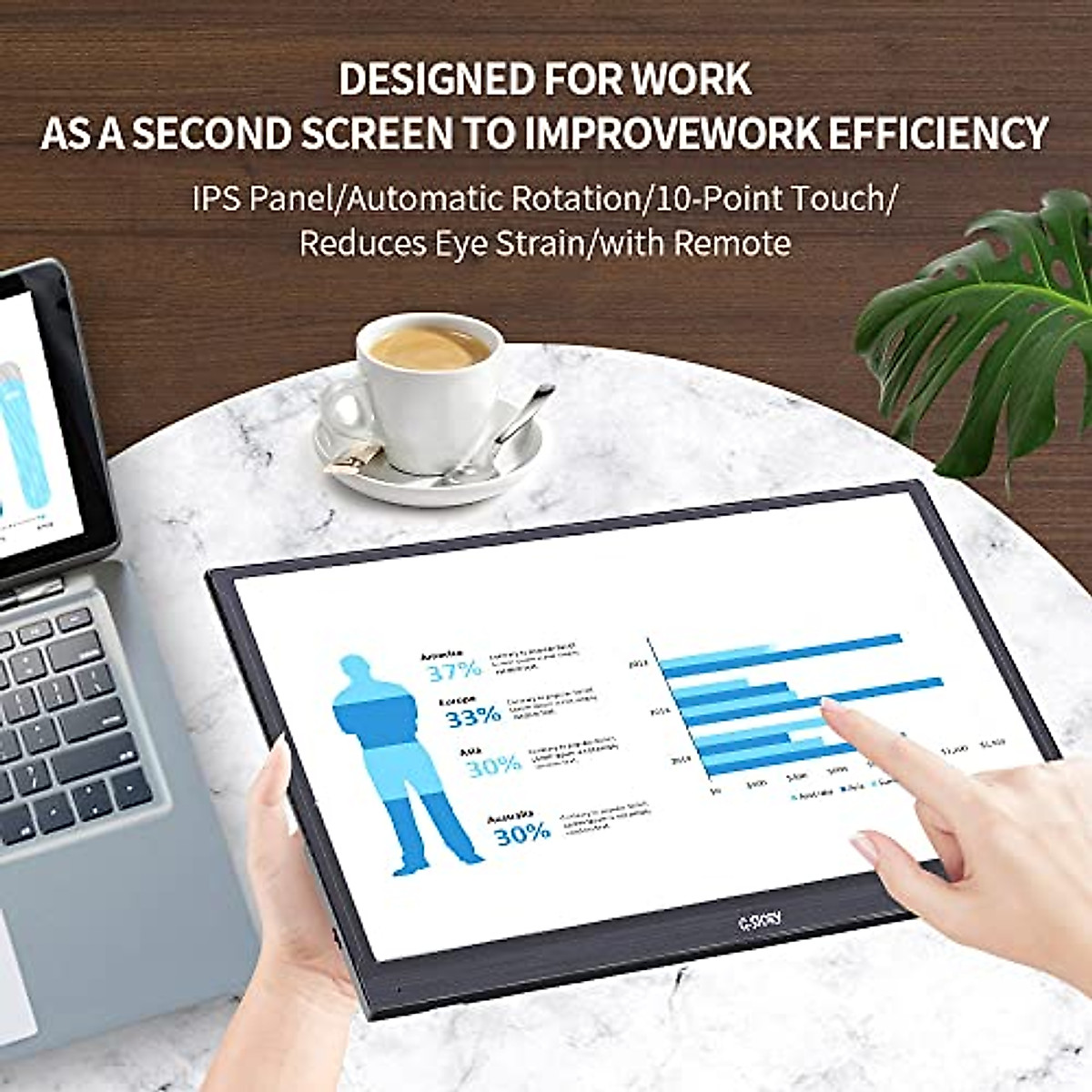 G-STORY 15.6 inch Touchscreen Portable Monitor 1080P Full HD IPS Gaming Display USB-C Portable Gaming Monitor with HDR/FreeSync/Speakers/Mini HDMI for PS5 PS4 Xbox Series NS, Laptop PC Phone MAC