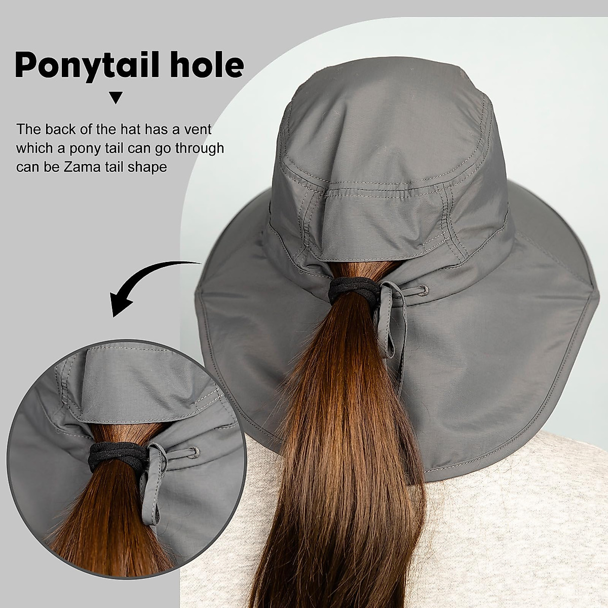 TOP-EX XL Sun Hats for Women SPF 50 Wide Brim Summer Hatsfor Ladies Waterproof Gardening Hiking Hat with Ponytail Hole & Neck Cover Packable Adjustable Medium Navy Blue