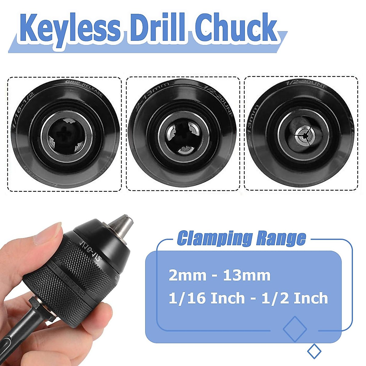 Mesee 2-13MM Keyless Drill Chuck with SDS Plus Adaptor, Professional Heavy Duty 1/2-20UNF Mount Quick Change Self-tighten Drill Chuck Adapter Converter Rotary Hammer Conversion Tool