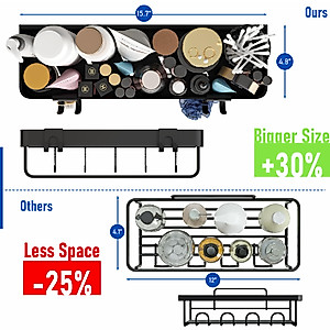 Big Lighting Deals Shower Caddy With Hooks And Towel Bar, Self Adhesive Shower Shelves For Bathroom Wall, Rust Proof Shower Shelf For Inside Shower, Shower Organizer, Black, No Drill, 2 Pack