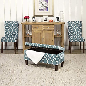 HomePop Parsons Classic Upholstered Accent Dining Chair, Set of 2, Teal and Cream Geometric