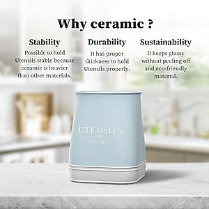 ADDFIT HOUSE Ceramic Utensil Holder - Large Ceramic Kitchen Utensil Holder for Countertop, Large Cooking Tools Organizer, Utensil Crocks for Kitchen Counter, Utensil Storage for Home Décor, Gifts