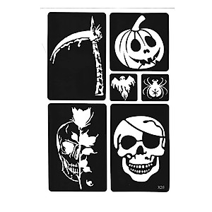 90Pcs Halloween Glitter Tattoo Stencils, Airbrush Tattoo Templates Kit Halloween Pumpkin Temporary Tattoo Stickers for Kids Drawing Template Party Props (6 Sheets)
