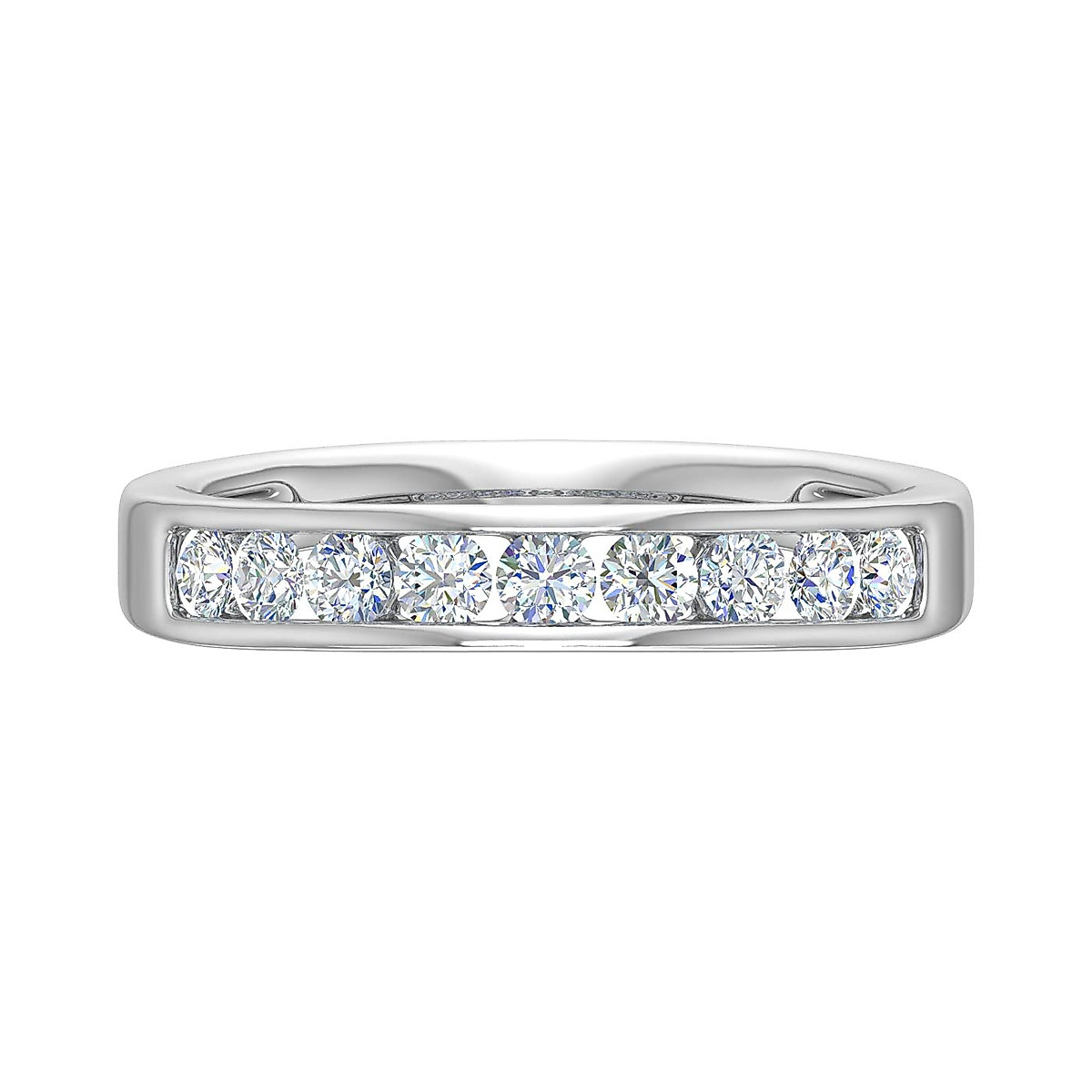 1/2 Carat Channel Set Diamond Wedding Band Ring in 14K White Gold (Ring Size 5.75)