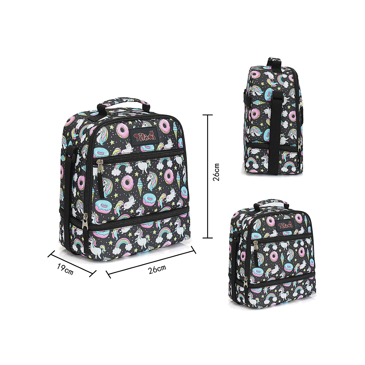 Tilami Rolling Backpack 19 inch with Lunch Bag Wheeled Laptop Backpack, Unicorn Cute
