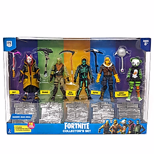 Fortnite Action Figures 15 Piece Collectors Set - 5 Character Figures, 5 Harvest Tools, 5 Building Materials - Spooky Team Leade