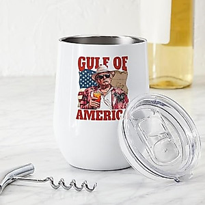 CafePress Trump America's Gulf Mexico President Trump 2025 Insulated Wine Tumbler 12 oz
