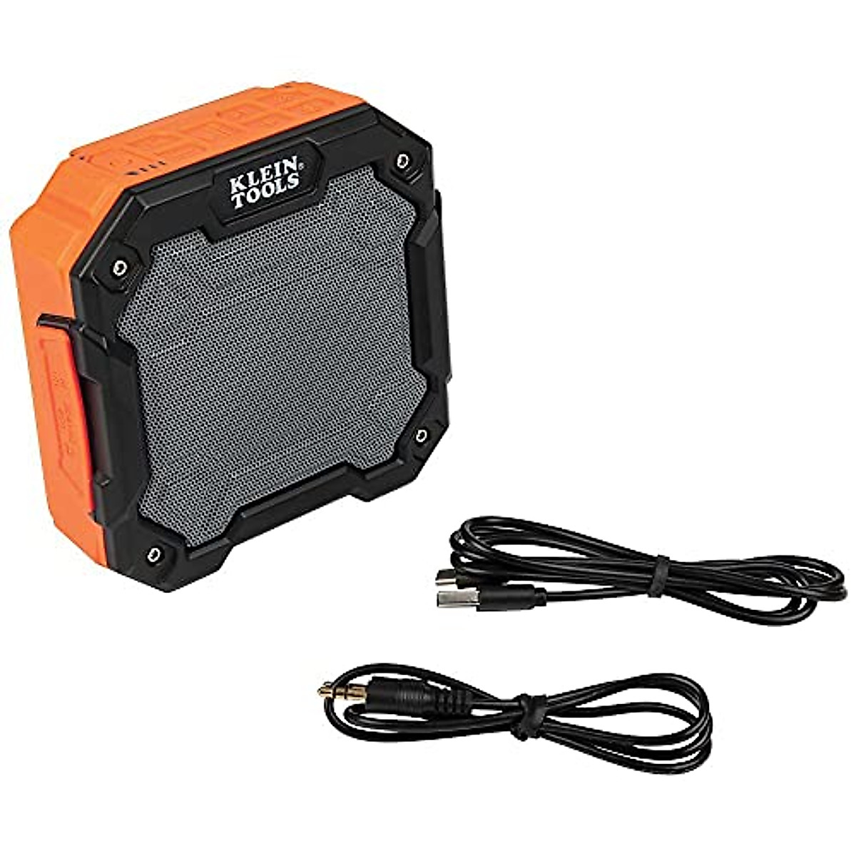 Klein Tools AEPJS3 Bluetooth Jobsite Speaker With Magnet and Hook, 20-Hr Run Time, Charge Devices Via USB A or C Ports, Daisy Chain for Pairing, Hands Free Capable, IP54 Dust and Water Resistant