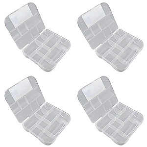 Small Clear Plastic 9-Compartment Organizer Cases, 7.5 x 6.5 x 2 inches, 4-ct Set
