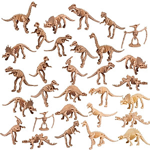 UPINS 30 Pack Dinosaur Fossil Skeletons 3.7 Inch Assorted Dinosaur Skeleton Toy Figures Dino Bones Educational Gift for Science Play Dino Sand Dig Party Favor Decorations