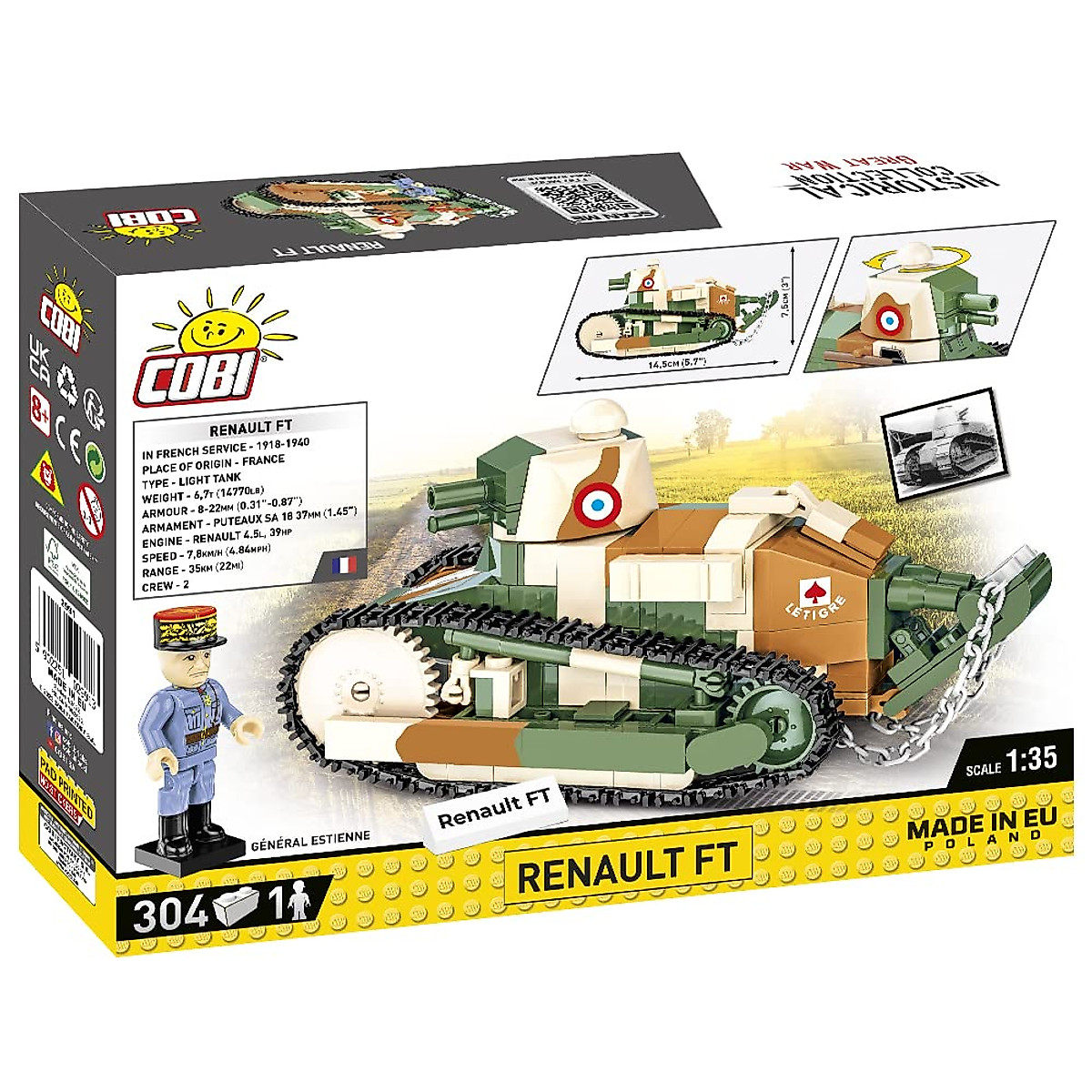 COBI Historical Collection Great War Renault FT Musée des Blindés Saumur Light Tank