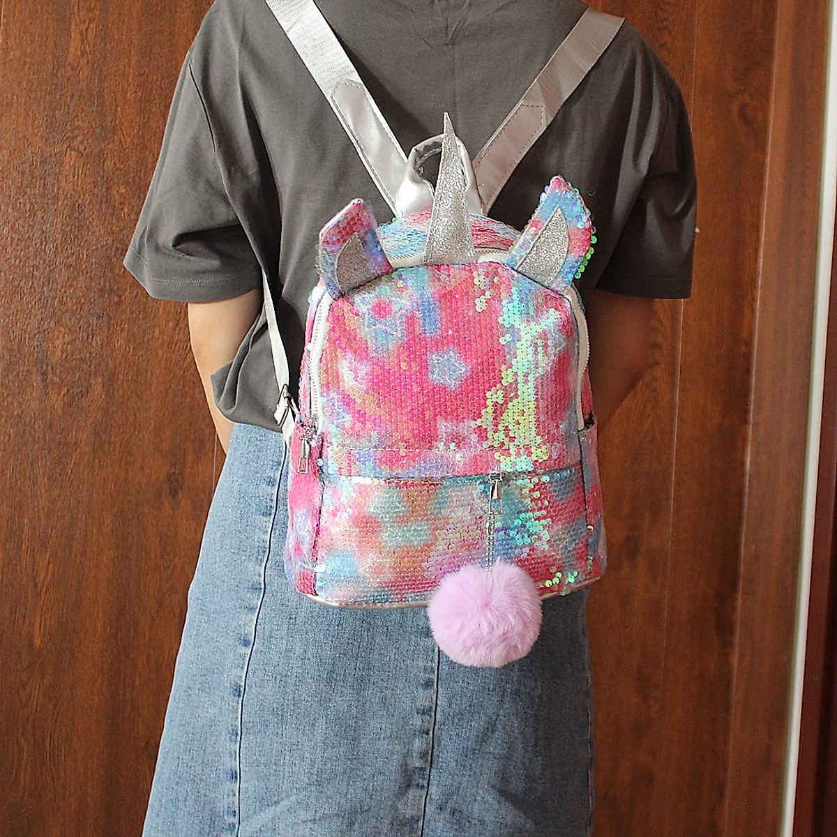 MayeBridge Cute Small Unicorn Backpack with Kawaii Plush Pendant for Girls Teens,Mini Backpacks (Red Unicorn)