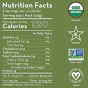 Sunny Fruit Soft Organic Turkish Dried Figs - 6 Bags (30 Individual Portion Packs) | Healthy, Convenient Snack Packs | ORGANIC, NON-GMO, VEGAN, HALAL, KOSHER, NO PRESERVATIVES, NO SUGAR ADDED