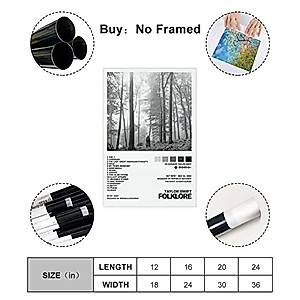 YANSHENG Music Poster Folklore By Swift Canvas Poster Unframe:12x18inch(30x45cm)