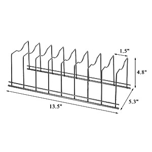 blitzlabs Pot Pan Lid Holder Rack Organizer, Kitchen Dish Plate Storage Organizer and Drying Rack, Bakeware Pot Lid Rack Holder Organizer, Pantry and Cabinet Holder Nickel, Pack of 2