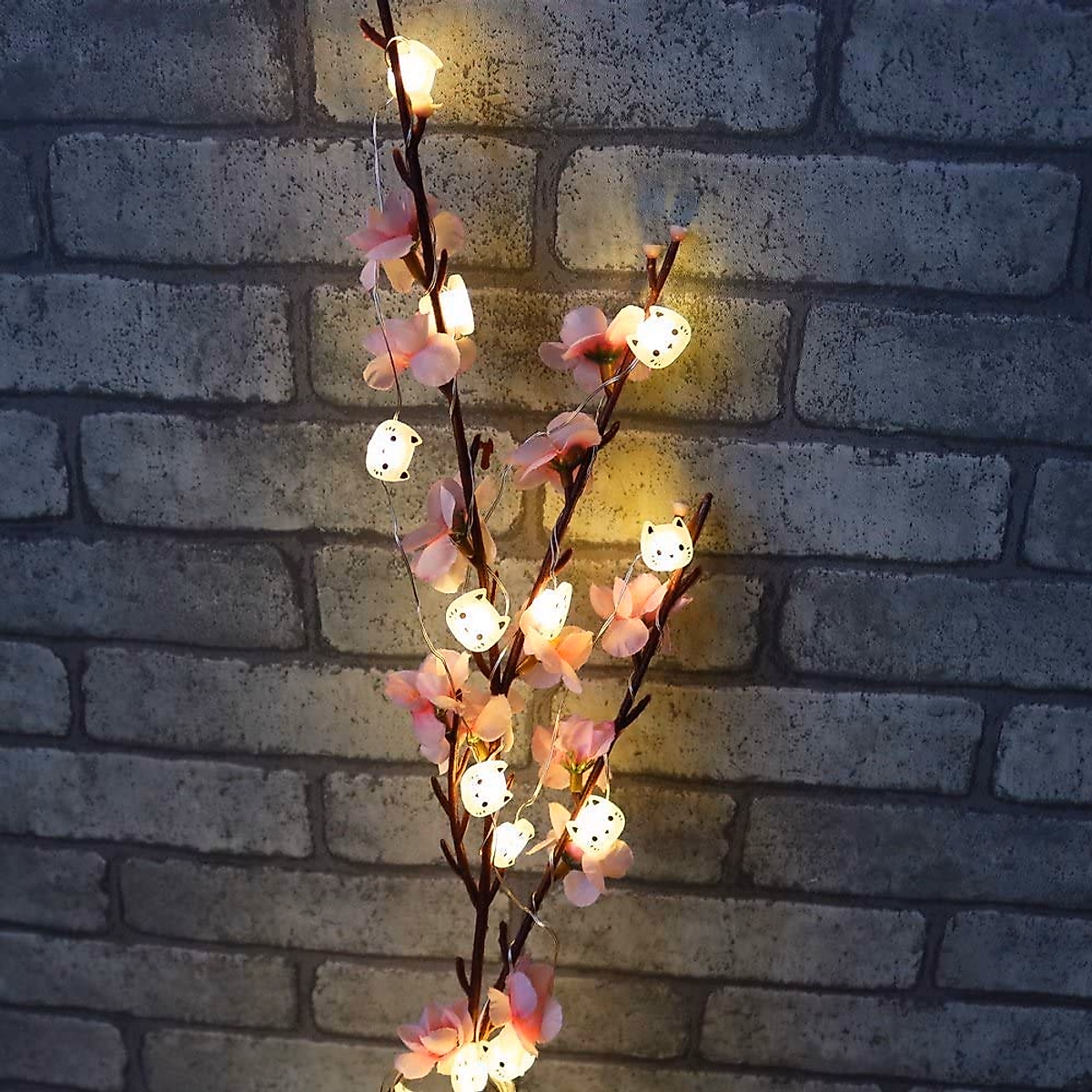 MUMENG String Lights Warm White 20 LEDs Lovely Cat Decoration Lighting Battery Power Fairy Light Easy Installment for Indoor Outdoor Wedding Festoon Party