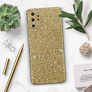 DesignSkinz Sparkling Gold Ultra Metallic Glitter | Protective Vinyl Decal Wrap Skin Cover Compatible with The Samsung Galaxy S10 (Full-Body, Screen Trim & Back Glass Skin)
