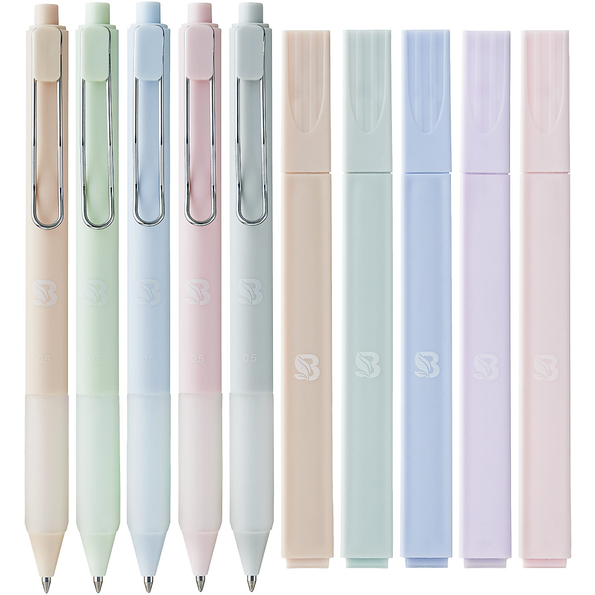 BLIEVE - Aesthetic Highlighters and Gel Pens With Soft Pastel Ink And Tip, No Bleed Dry Fast Easy to Hold, for Bible Journaling Planner Notes School Office Supplies, 10 Pack