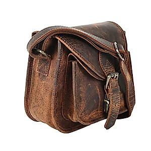 vintage crafts Buffalo Leather Crossbody Satchel Ladies Travel Women Shoulder Bag Genuine Tote Purse Dark Brown
