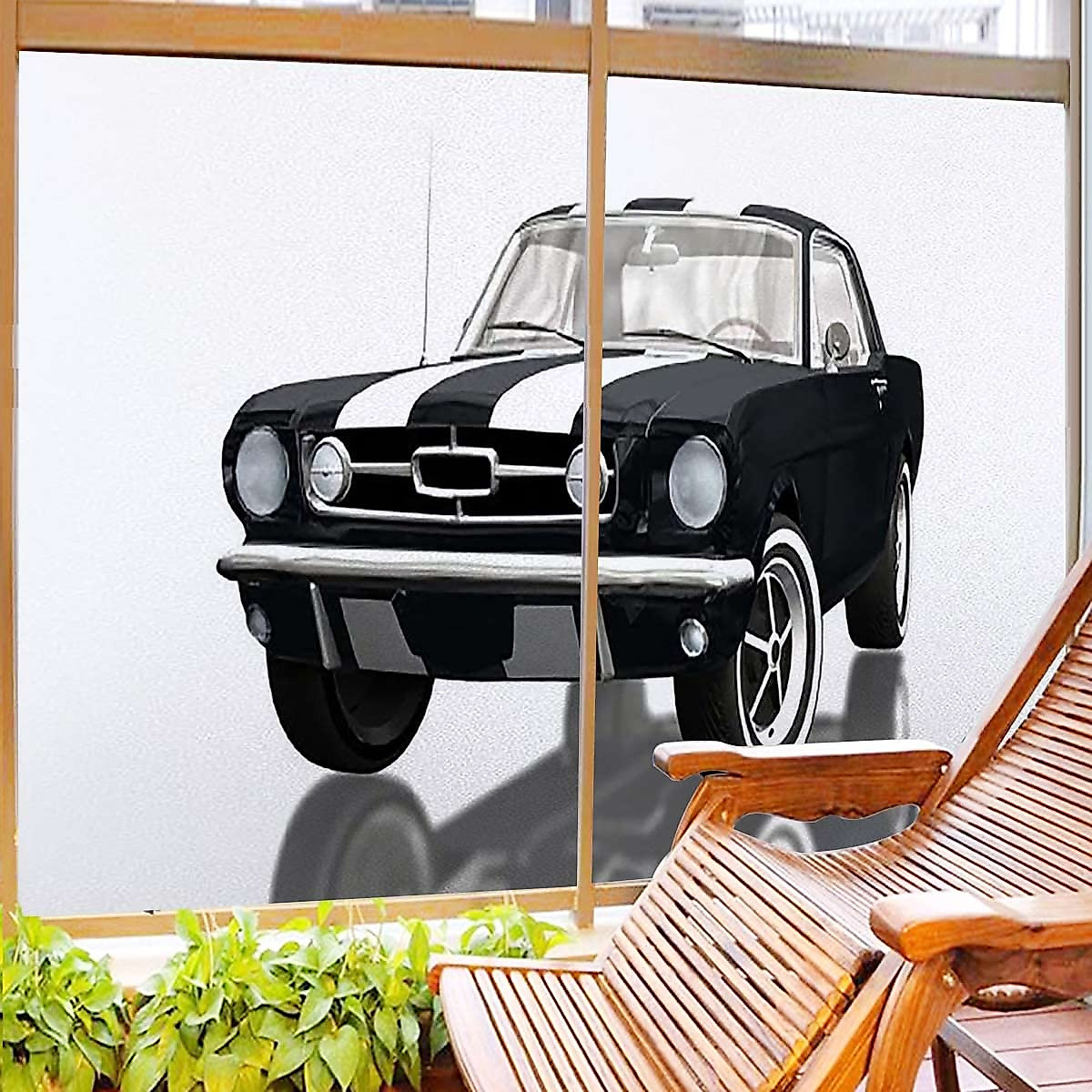 Black White Grey Window Film Privacy Window Film,Kitchen Decoration for Bathroom Kids Room Sliding Door, Cars Classical Retro Vehicle Frosted Glass Film 35.4Wx63L-inch x2 Pcs