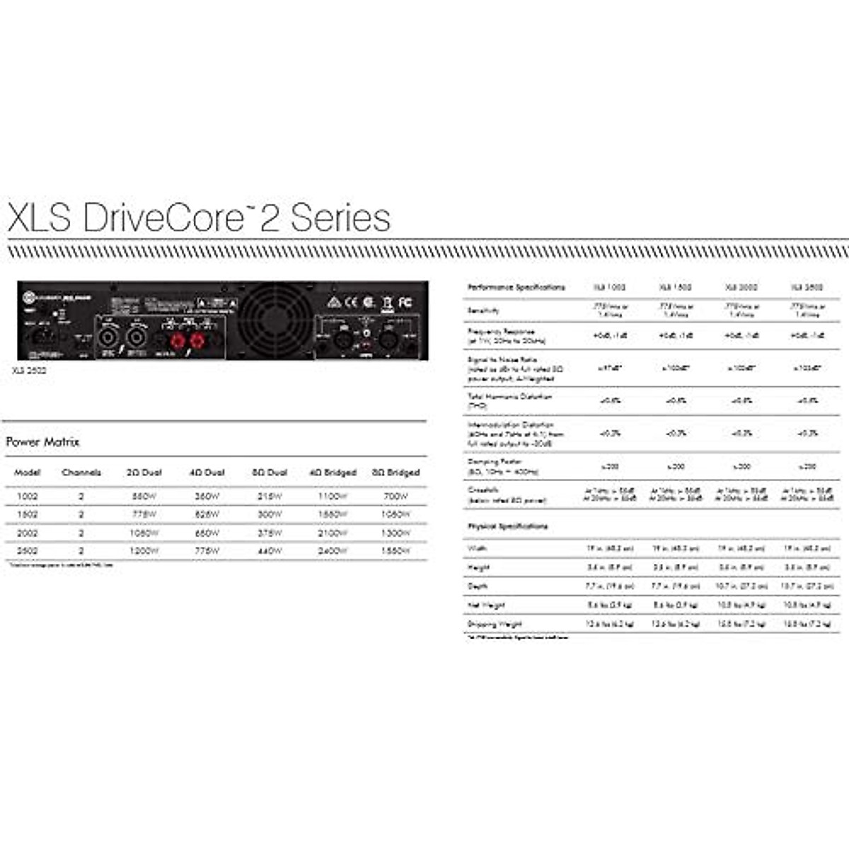 Crown, 2 Two-channel-775W at 4Ω Power Amplifier, 775-Watts (XLS2502)