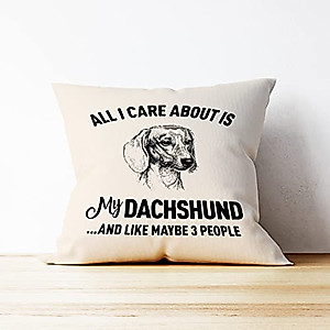 Mancheng-zi Dachshund Mom Funny Throw Pillow Cover, 18 x 18 Inch Cushion for Sofa Couch Bed, Dachshund Lover Gift