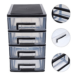 Storage Cabinet Plastic 4 Drawer Wide Storage Drawer, Plastic Clear Storage and Organizer Cabinet for Bathroom, Closet, Craft Room, Garage, Kids Room, Office, Pantry, Desktop