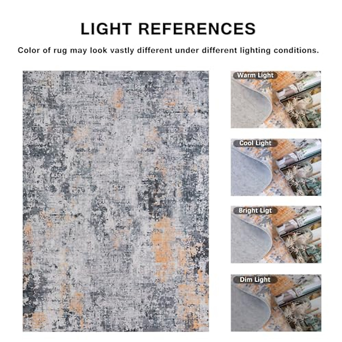 Fashriend Katina Abstract Pastel Entry Rug, 2'×3' Distressed Aesthetic Modern Rug, Non Slip Thin Machine Washable Rug, No Shedding Door Mat with Low Pile for Entrance, Laundry, Kitchen, Bath, Grey