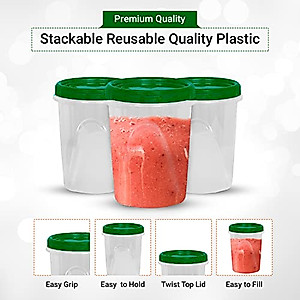 [Green - 12 Pk] Airtight Deli Containers with Lids Twist Lock Top Clear Food Storage for Meal Prep Snacks and Leftovers Freezer and Microwave Safe Stackable Leak-Resistant and 12 Pc. Set (32 Ounce)