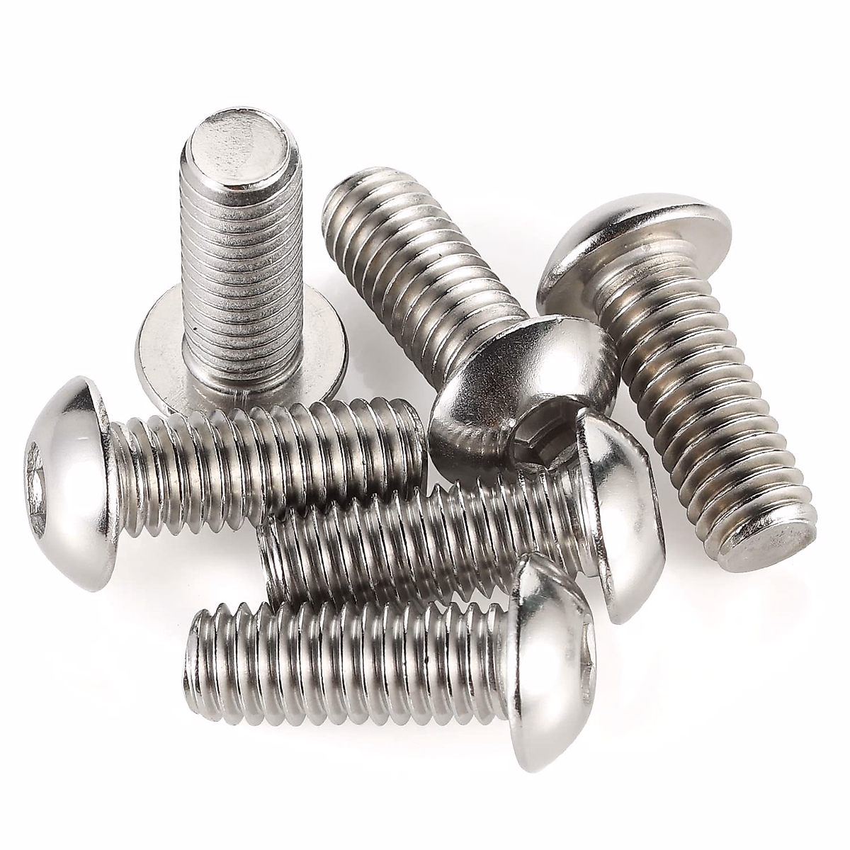M6-1.0 x 12mm Button Head Socket Cap Screws, Allen Socket Drive, Stainless Steel 18-8, Bright Finish, Quantity 25