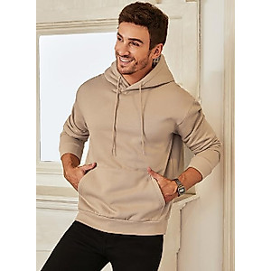 JMIERR Mens Lightweight Cotton Hoodies Winter Casual 1/4 Sweatshirts Loose Fit Drawstring Pullover Shrits, US40(M), A Khaki