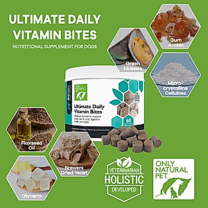 Only Natural Pet Ultimate Daily Vitamins - Complete Multivitamin Supplement for Dogs Balanced Health & Vitality - Senior Small & Large Canine Food Immune Digestive Support -60 Soft Chews (Pack of 1)
