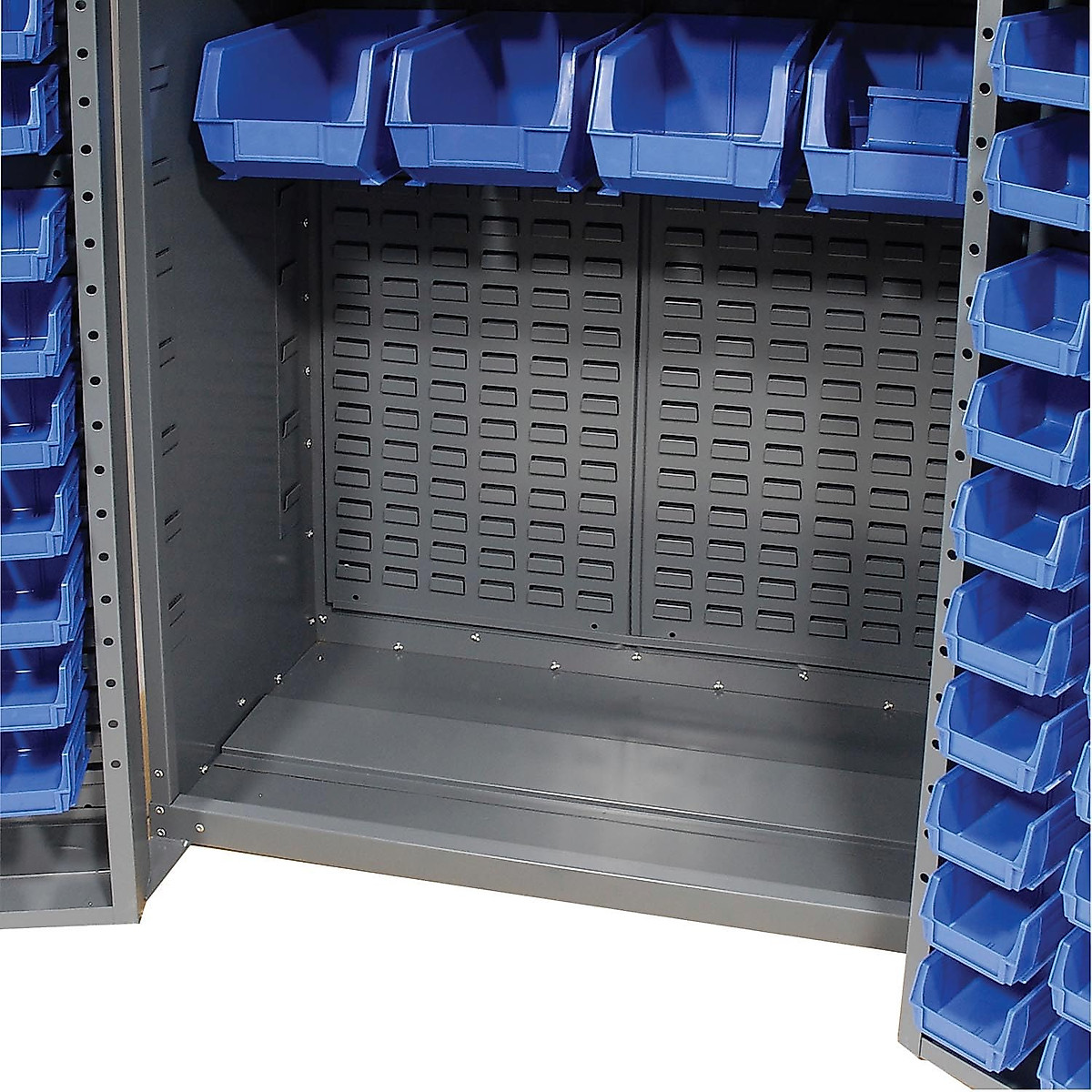 Global Industrial Bin Cabinet with 156 Blue Bins, 38x24x72, Assembled