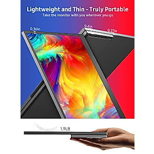Portable Monitor 15.6, UPERFECT 2022 Portable Computer Monitor, FHD 1080P HDR Frameless Ultra-Slim Lightweight Gaming Screen with Foldable Kickstand, VESA, Mini HDMI 2 USB C for Switch Laptop PS4 Xbox