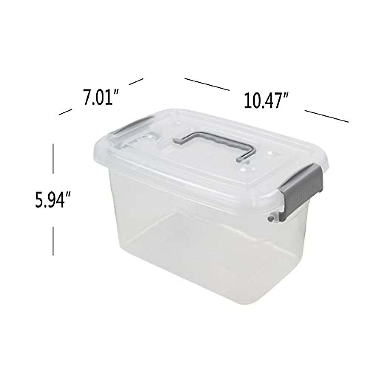 AnnkkyUS 6-pack Small Storage Bins with Lids, Clear Plastic Storage Boxes