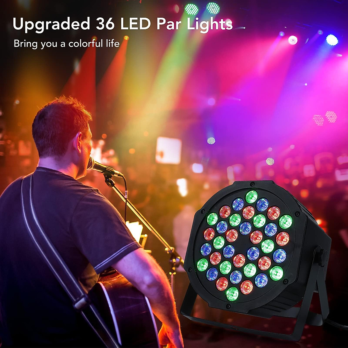 Litake 36 LED Stage Lights RGB DJ LED Par Light Remote & DMX Controlled Sound Activated Auto Play Uplighting for Wedding Birthday Christmas Holiday Music Show Dance Party Stage Lighting-4 Pack
