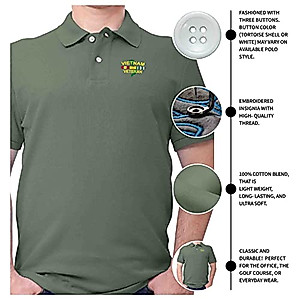Vietnam Veteran Embroidered Polo Shirt with Service Ribbon and Map (Green, XX-Large)