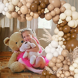 142Pcs Brown Balloons Garland Arch Kit Nude Coffee Brown Boho Blush Tan Neutral Balloons for Teddy Bear Baby Shower Neutral Woodland Wedding Jungle Safari Wild One Birthday Party Decorations