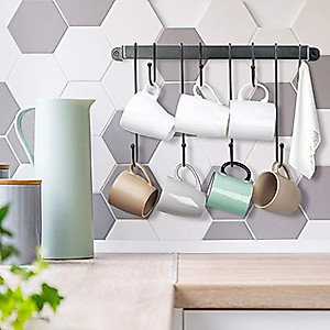 AJART Coffee Mug Rack Form Hand-Forged Cup Holder (17”/8 Hooks) Coffee Mug Hangers for Kitchen Organizer and Mug Hangers for The Wall
