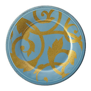 Rachael Ray Dinnerware Gold Scroll 4-Piece Salad Plate Set, Assorted