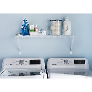 Rubbermaid Linen Closet Shelf Kit, 3-Feet, White, Wire Shelving System for Laundry Rooms, Linen Closets or Basements