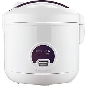 Reishunger Rice Cooker & Steamer with Keep-Warm Function - 5 Cups Uncooked Rice - Ceramic Coating incl. Steamer Insert - For 1-6 People