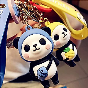 HSYHERE Men Women Boys Girls Rubber Cute PVC Panda Keychain Creative New Year Gift Bag Animal Football blue