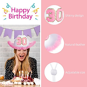 JUSTOTRY 30th Birthday Pink Cowboy Hat - 30TH Birth day Outfit Gifts for Women Cowgirl Hats with Wide Brime for 30th Birthday Decorations