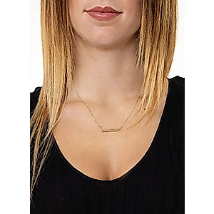 Lucchetta - Solid Gold Bar Pendant Necklace, 14 karat Yellow Gold Goldbar with 16+2 Inch Chain, Womens Girls14k Gold Authentic Italian Necklaces Jewelry from Italy