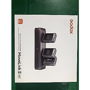 Godox MoveLink II M2 Wireless Lavalier Microphone System(2 TX + 1 RX + Charging Case), 2.4G Wireless Noise Cancelling Mic, 100m(328ft) Range for Camera, Computer, Smartphone TikTok Interview Recording