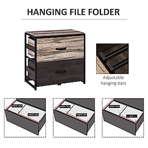 Vinsetto Lateral Office File Cabinet with 2 Large Drawers and Adjustable Metal Hanging Bars for A4, Letter and Legal Sized Files, Storage Organizer, Brown/Black