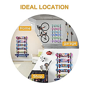 Skateboard Wall Mount, Skate Board Wall Display Hanger Rack, Snowboard Wall Mount Ski Holder, Six Floors Deck Wall Longboard Rack Storage